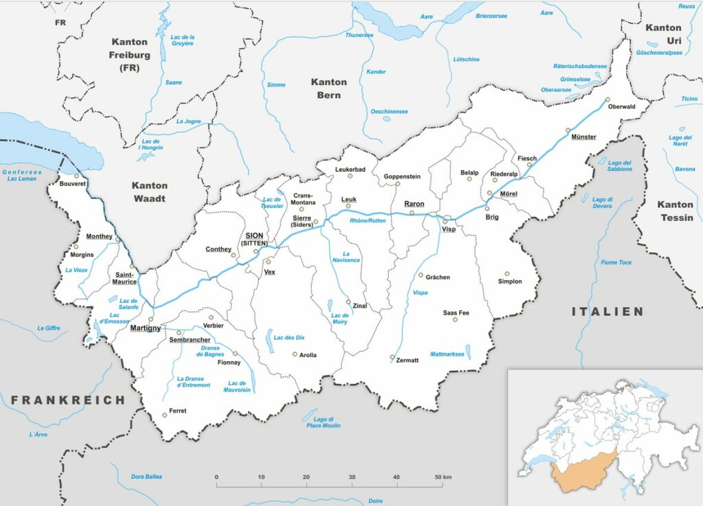 Karte Skigebiete Schweiz - Skiurlaub Schweiz